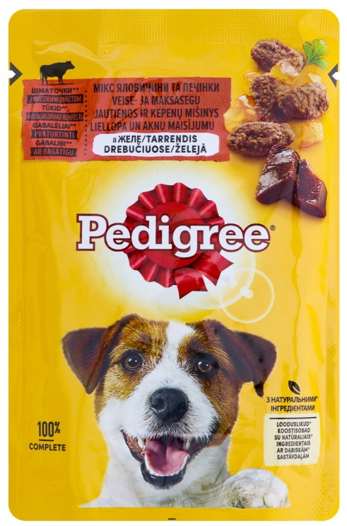 Влажный корм для собак Pedigree Adult Beef in Jelly 24x100g, купить по ...