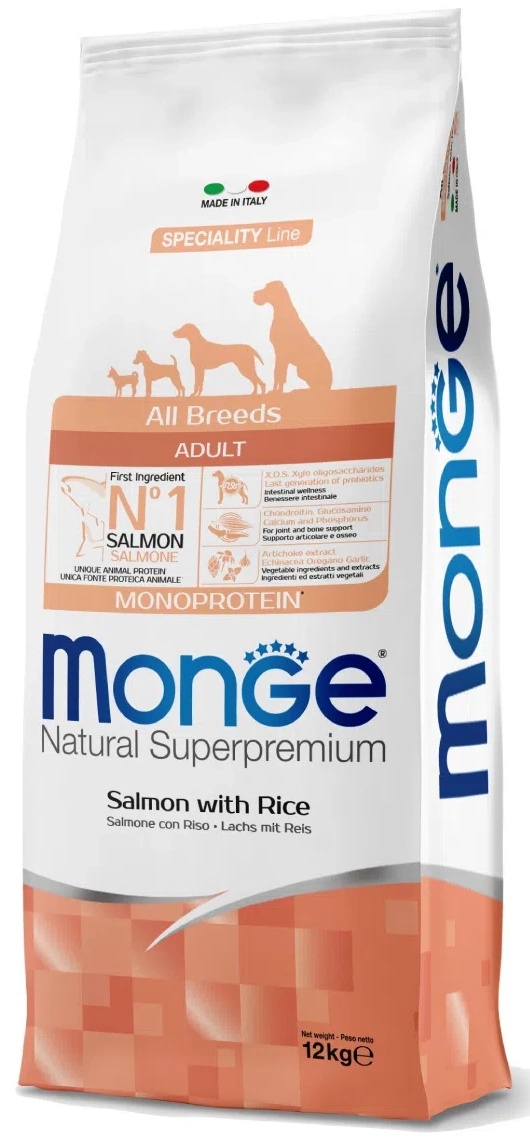 Сухой корм для собак Monge Superpremium All Breeds Adult Salmon/Rice ...