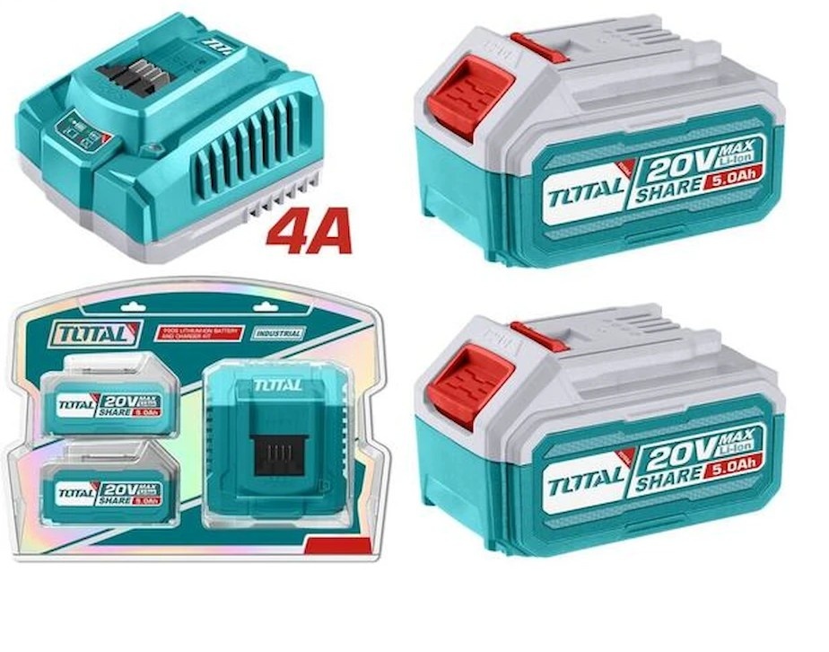 Set 2 acumulatoare cu incarcator instrument electric Total Tools ...