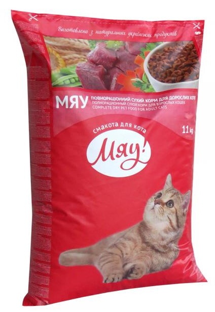 Сухой корм для кошек Мяу Adult Liver 11kg, купить по выгодной цене с ...